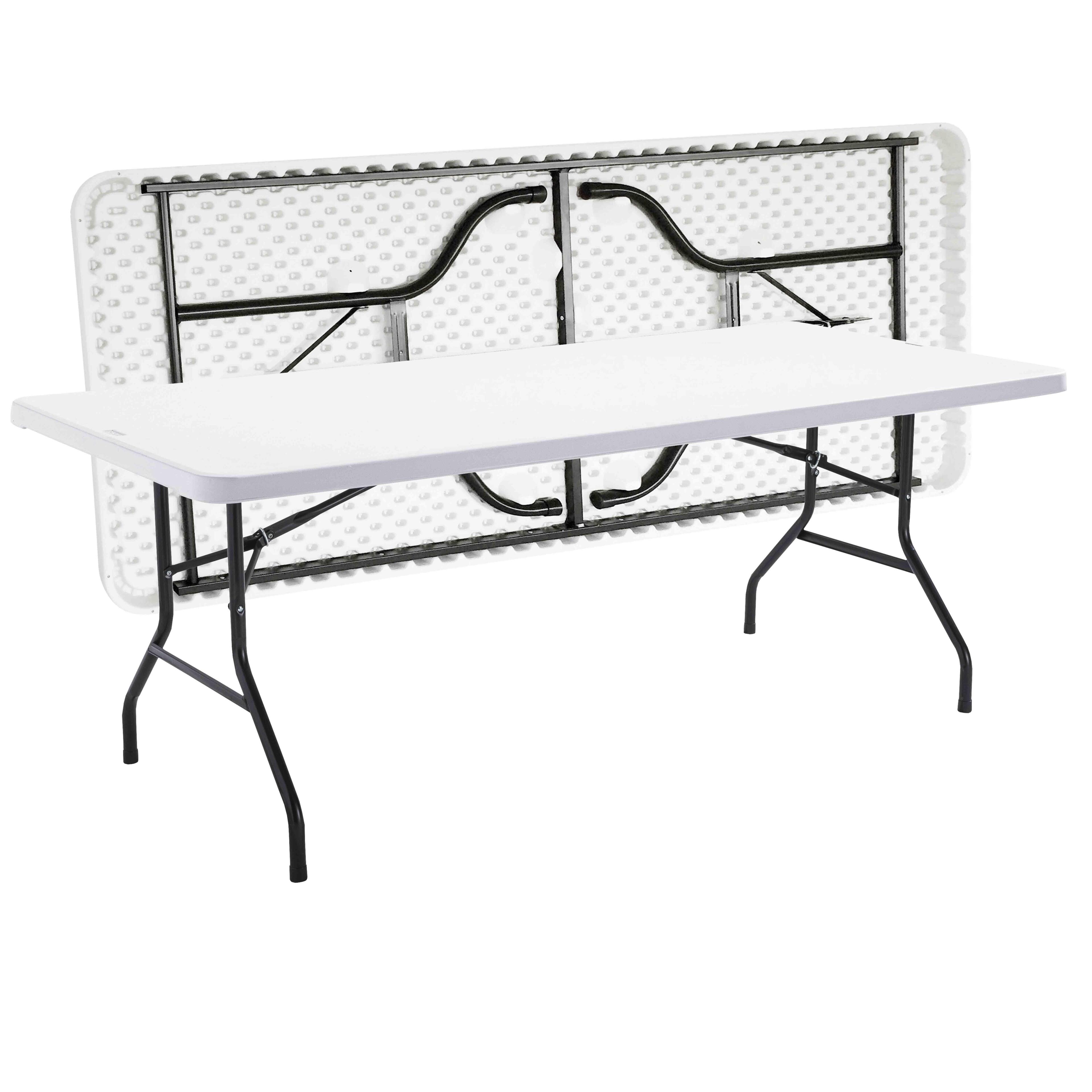 Mesa plegable blanca 200x90 cm de plástico HDPE 10 personas monobloque ...