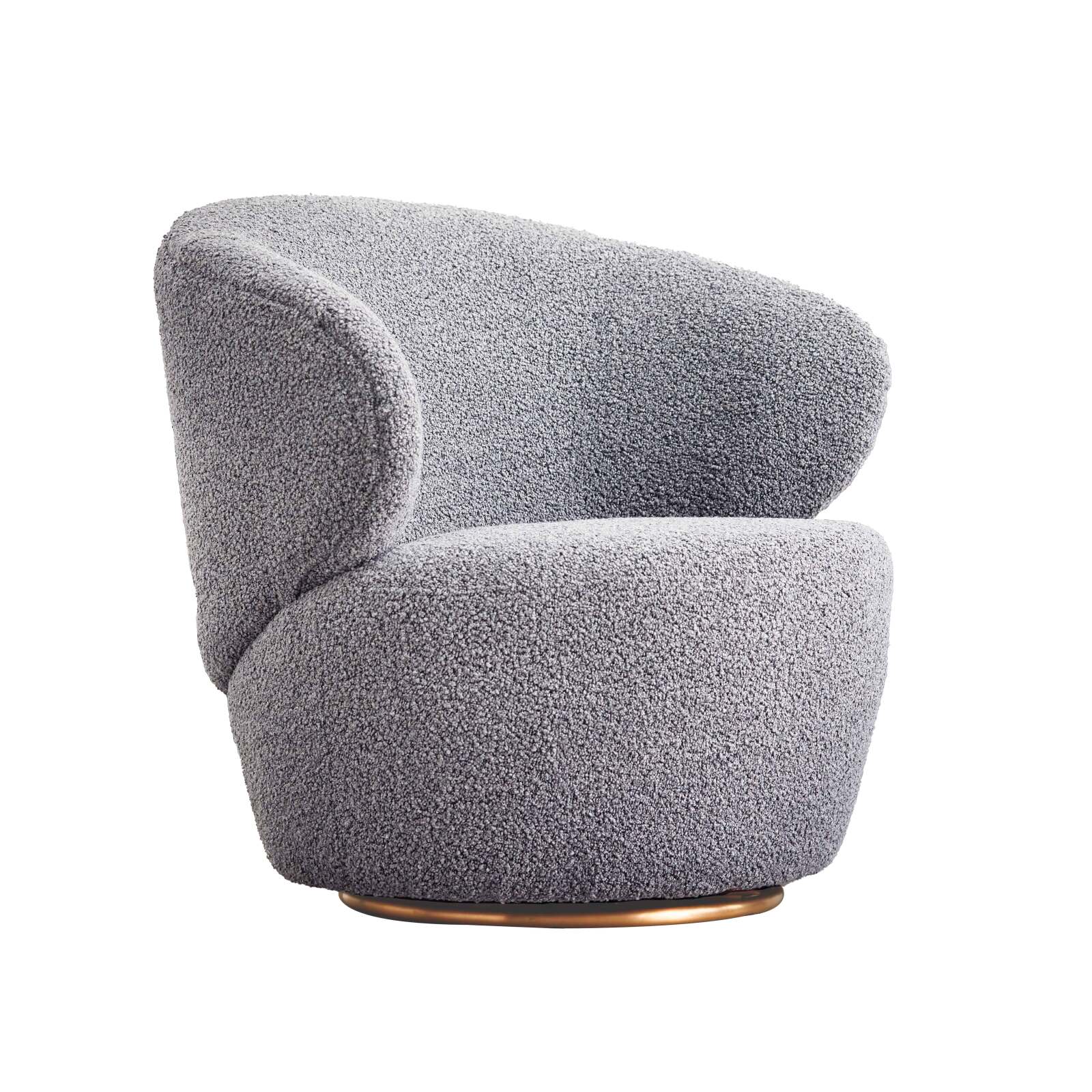 Sillón acogedor de bucle y madera FSC giratorio gris | Oviala