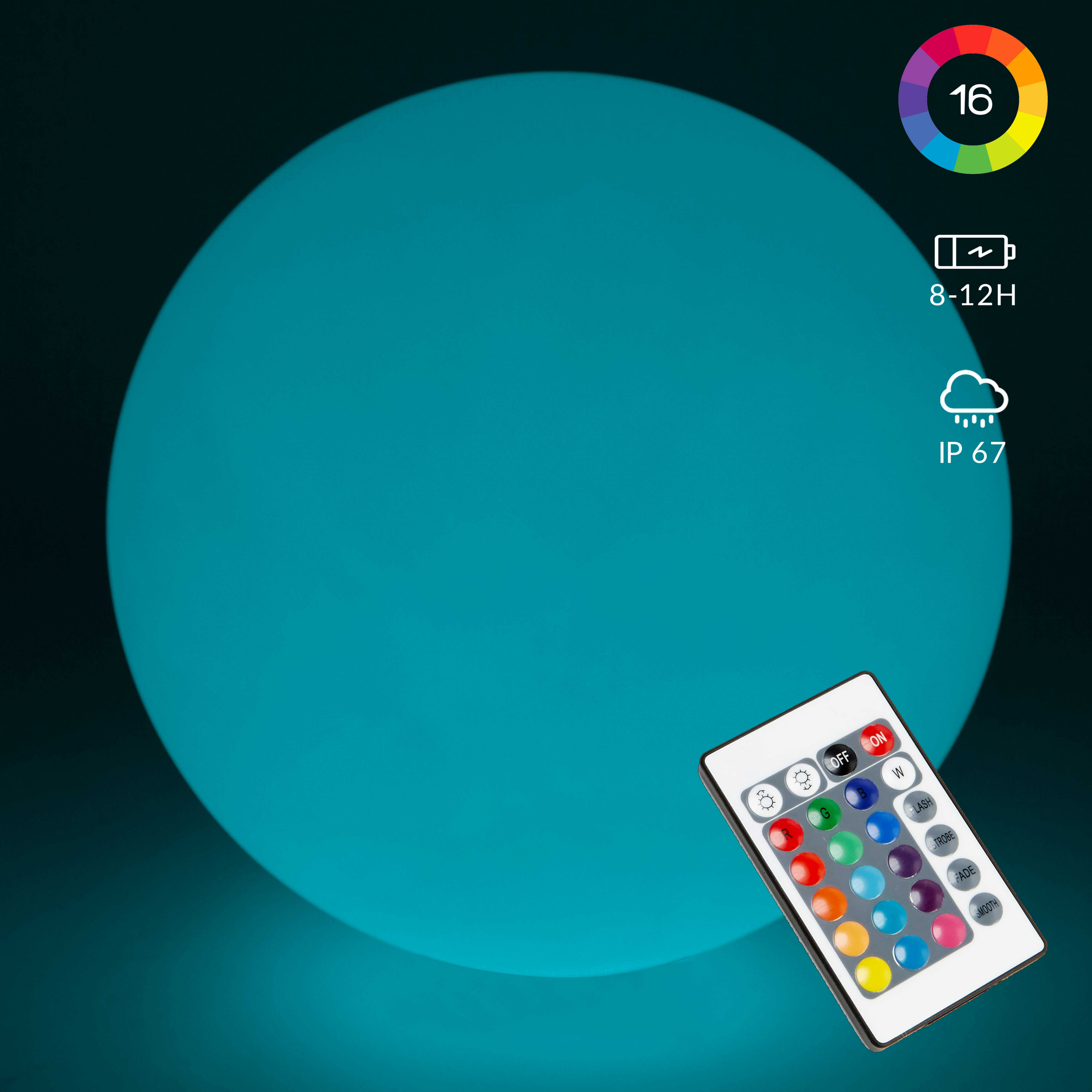 Esfera LED multicolor con mando Ø50cm | Oviala